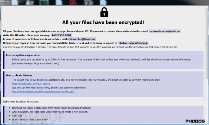 准备交赎金？当心Phobos勒索病毒二次加密！ - FreeBuf网络安全行业门户