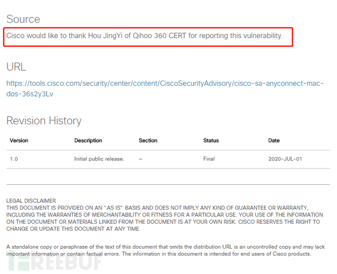 思科发布安全公告，公开致谢360发现Cisco AnyConnect文件损坏漏洞 - FreeBuf网络安全行业门户