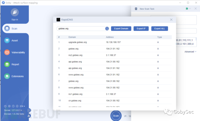 RapidDNS域名查询如何联动Goby - FreeBuf网络安全行业门户