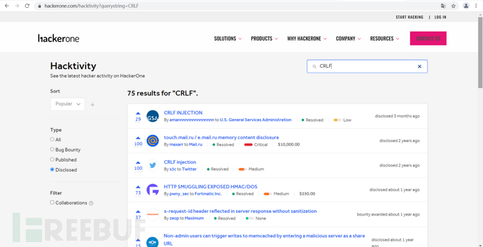 从 HackerOne 公开报告看 CRLF 注入的各种姿势 - FreeBuf网络安全行业门户