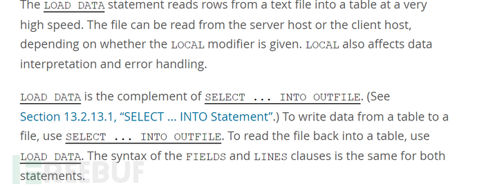 Mysql LOAD DATA读取客户端任意文件 - FreeBuf网络安全行业门户