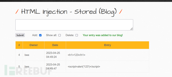 bWAPP之HTML注入（ Stored） - FreeBuf网络安全行业门户
