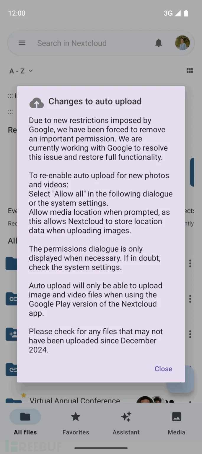 Nextcloud与Google就安卓文件访问权限展开博弈 - FreeBuf网络安全行业门户