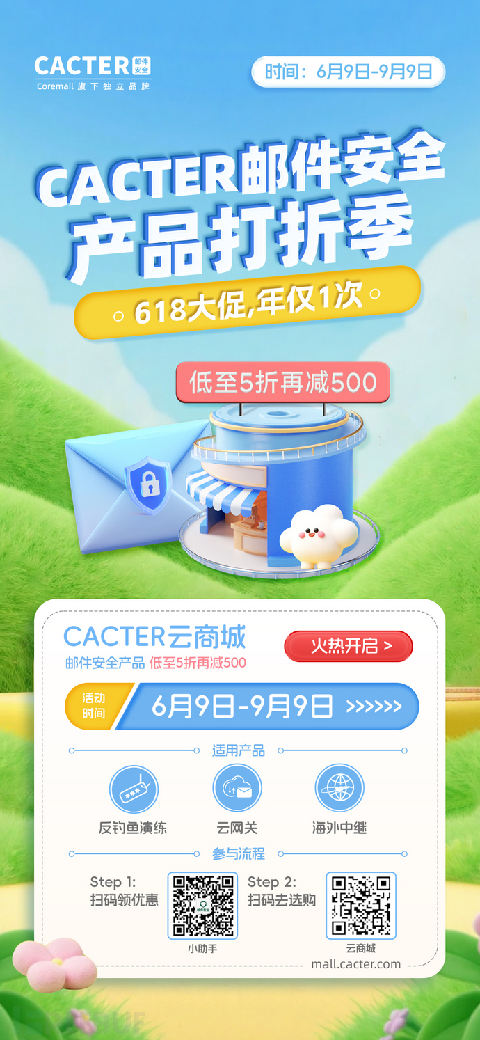 低至5折再减500！CACTER云商城邮件安全产品限时打折！ - FreeBuf网络安全行业门户
